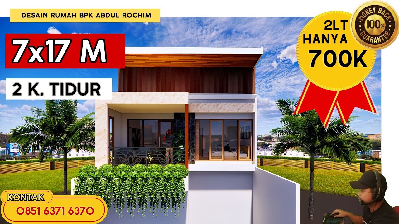 Desain Rumah Minimalis 7x17 M (2 Lantai) 2 Kamar Tidur | Bpk Abdul ...