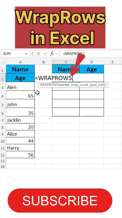 ExcelTrick#WrapRows in Excel#Excel#excelformula#exceltutorial#shorts#viral#excelfunction# ...