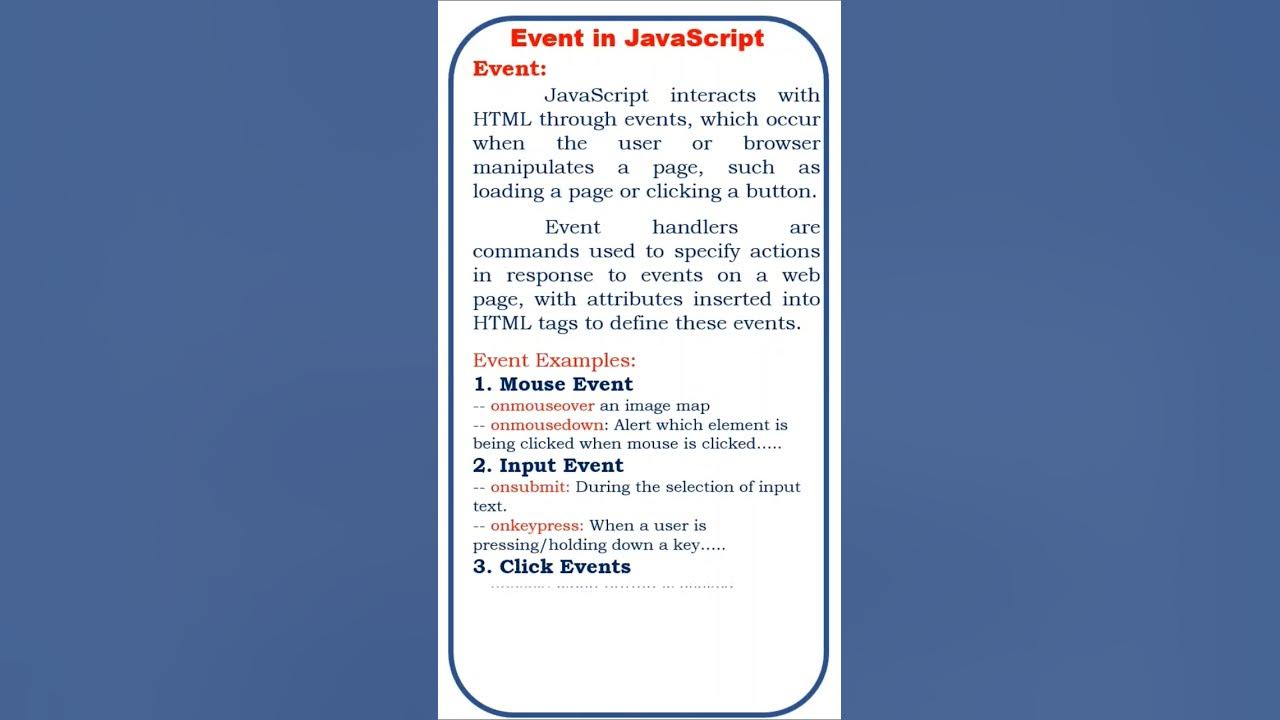 Events In Javascript Ensolutions5210 Coding Java Jscript Class Developer Css Youtube
