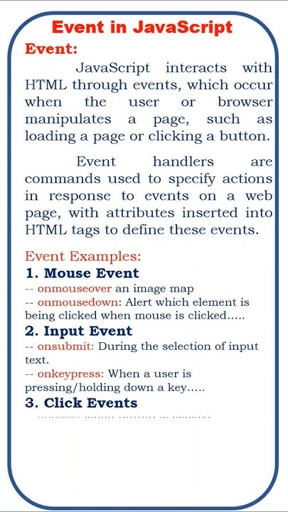 Events In Javascript Ensolutions5210 Coding Java Jscript Class Developer Css Youtube