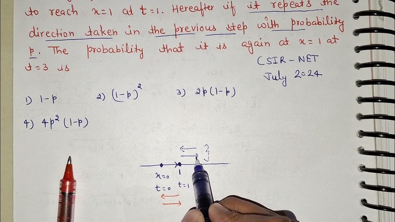 CSIR NET July 2024 Mathematical Physics solution|| Random walk Problem - YouTube