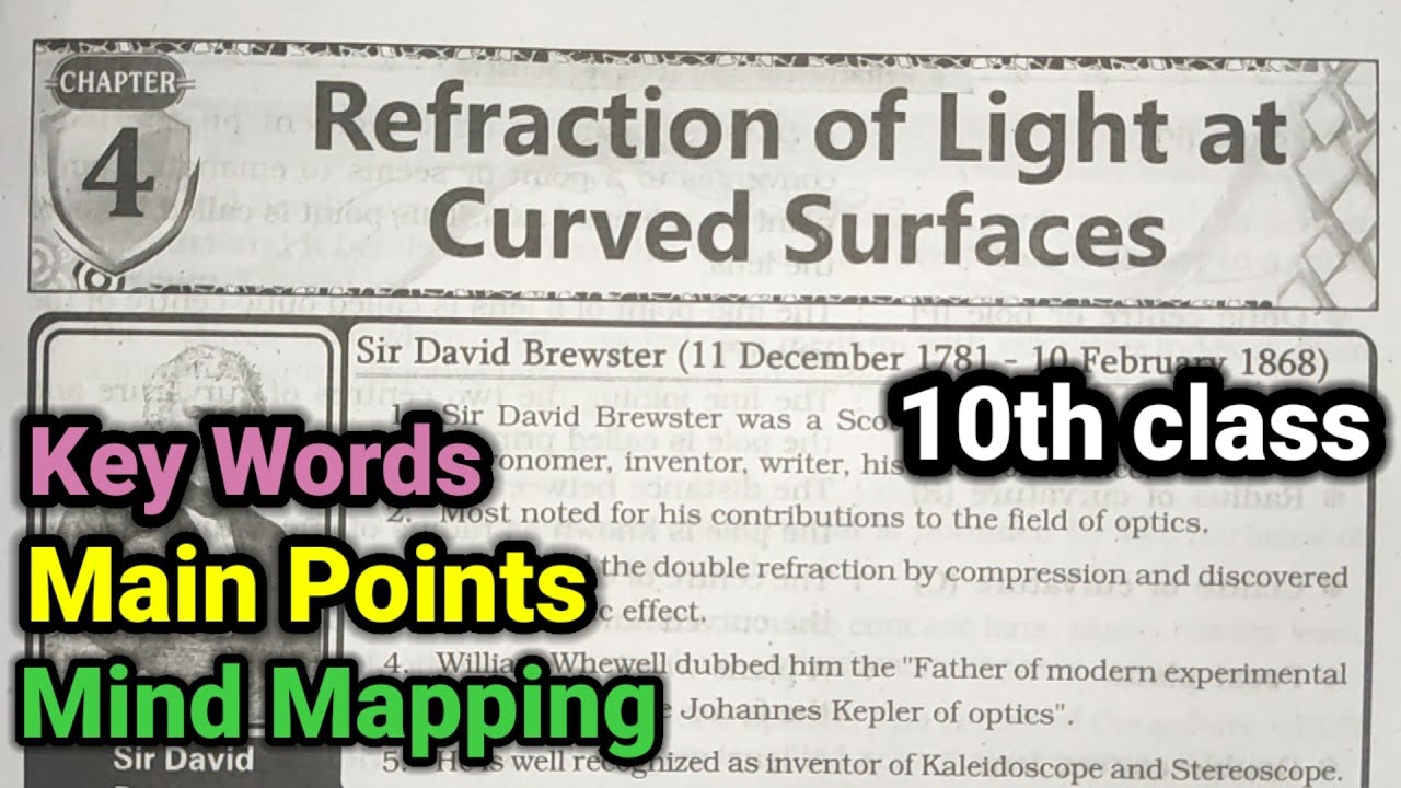 10th class |Physics| 4.Refraction of Light at Curved Surfaces | Key ...