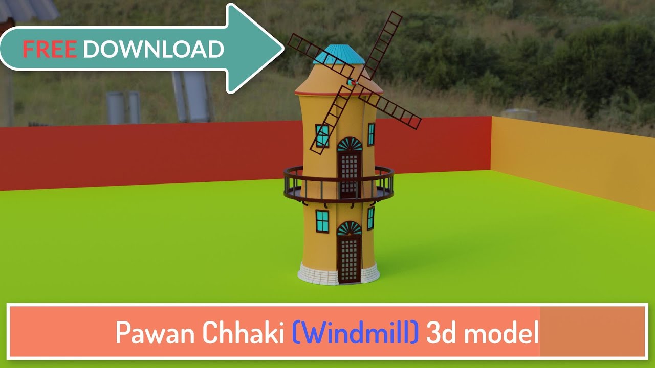 Pawan Chakki 3d model #windmill #music #youtube #blenderhinditutorials ...