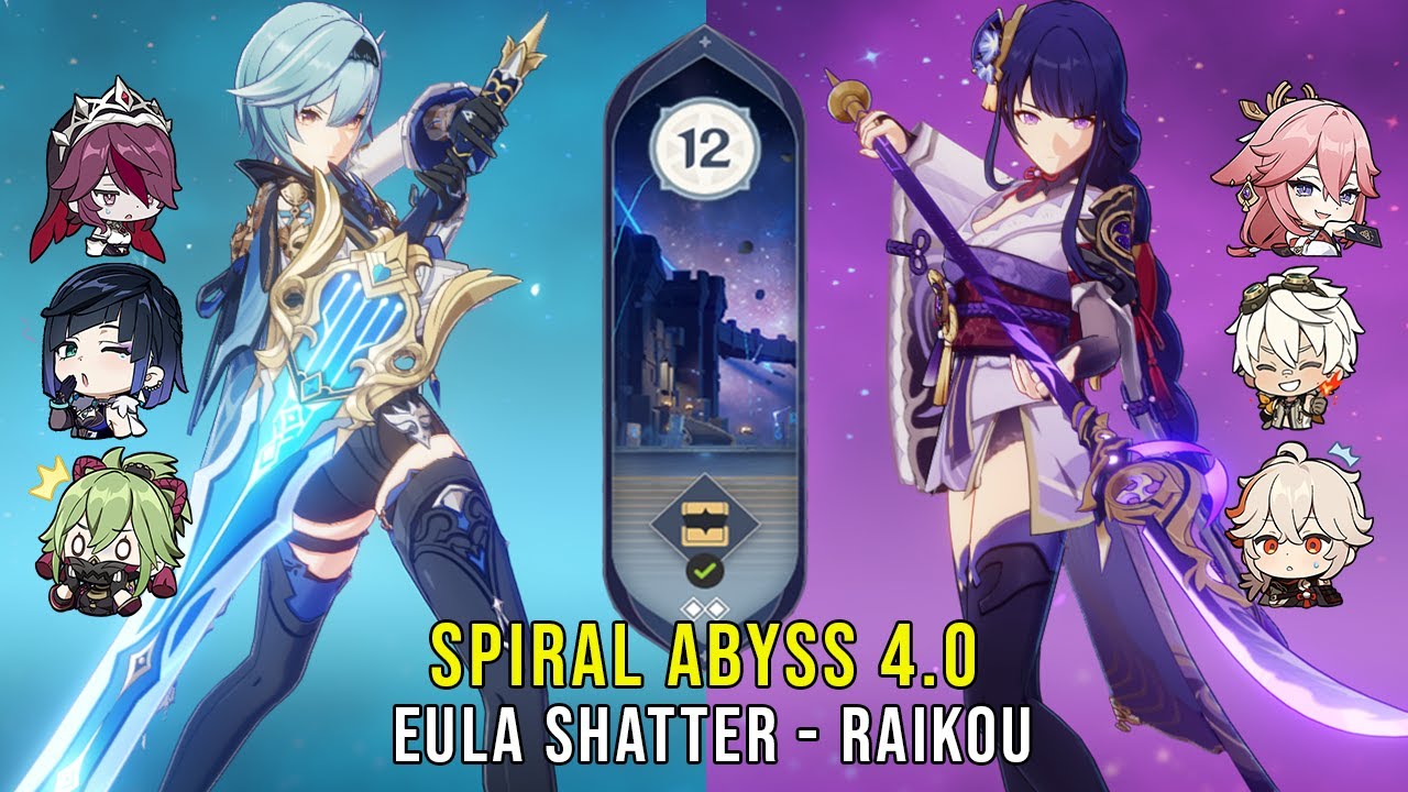C1 Eula Shatter and C0 Raikou (Raiden & Yae Miko) - Genshin Impact Abyss 4.0 - Floor 12 9 Stars ...