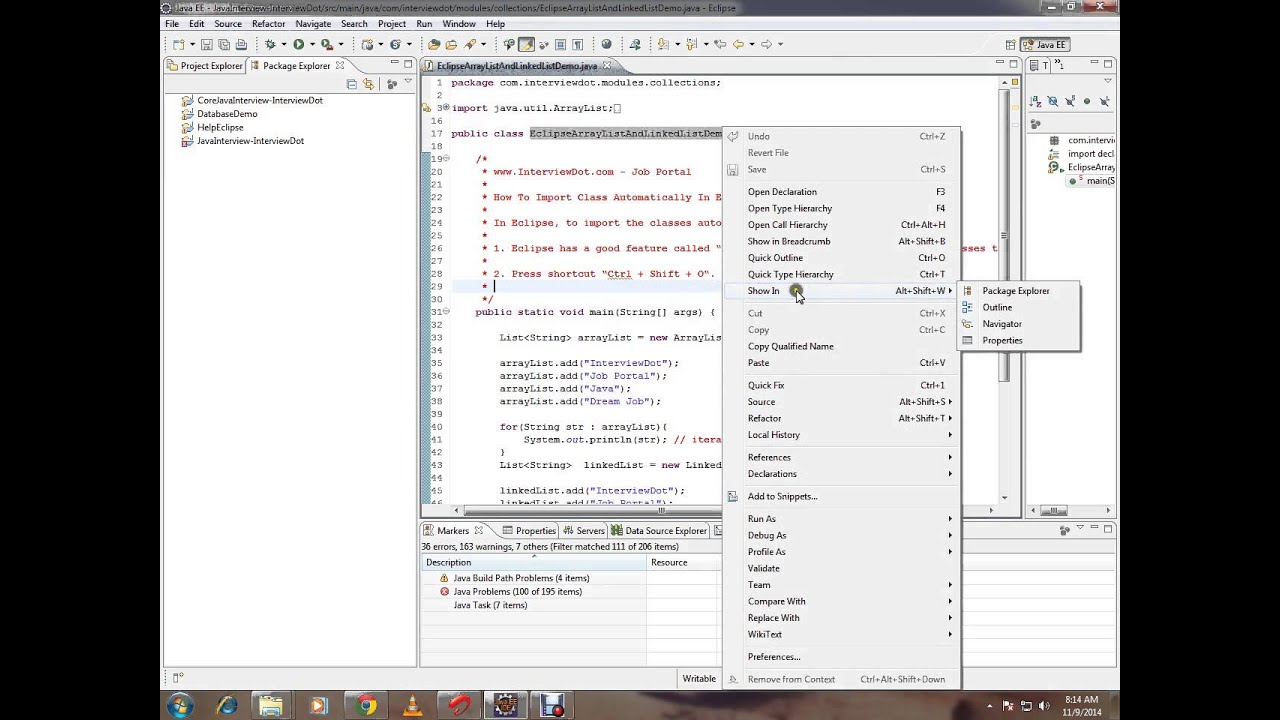 ECLIPSE SHOW IN PACKAGE EXPLORER DEMO TAMIL - YouTube