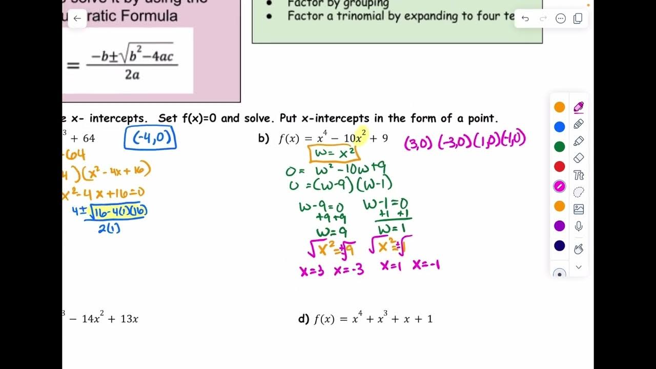 Algebra 2 - Finding x-intercepts of polynomial functions - YouTube