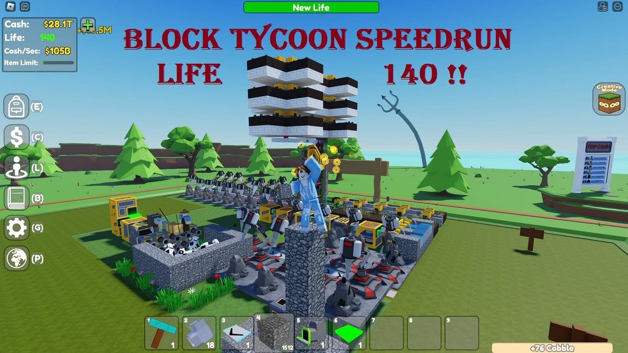 Roblox, Block Tycoon Speedrun Life 140 !! #roblox #robloxedit - YouTube