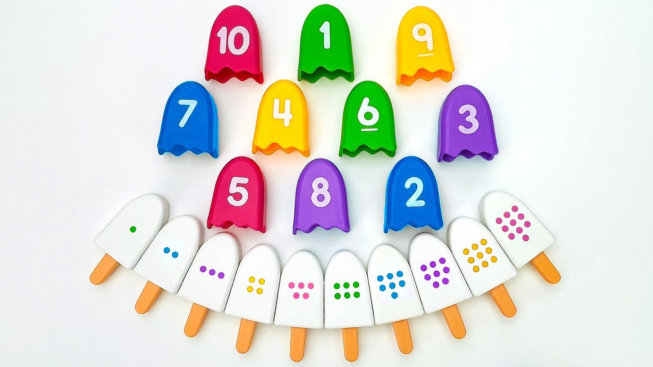 Learn Numbers with Ice Cream Popsicles | Counting 1 - 10 & Colors ...