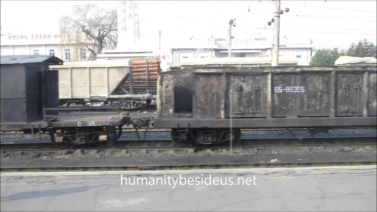 Train ride from Beijing, China to Pyongyang, DPRK: Chongju station ...