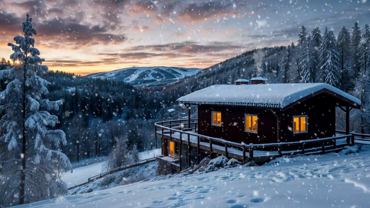 1 Hour of Relaxing Piano Music with Snowfall | Cozy Winter Wonderland ...