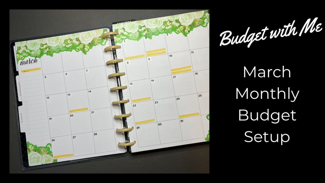 March 2023 Overall Monthly Budget | Happy Planner Budget Planner - YouTube