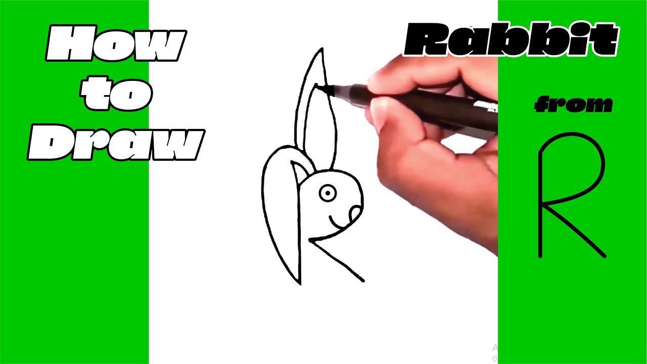 Learn To Draw Rabbit from Letter R | How To Draw Rabbit - YouTube