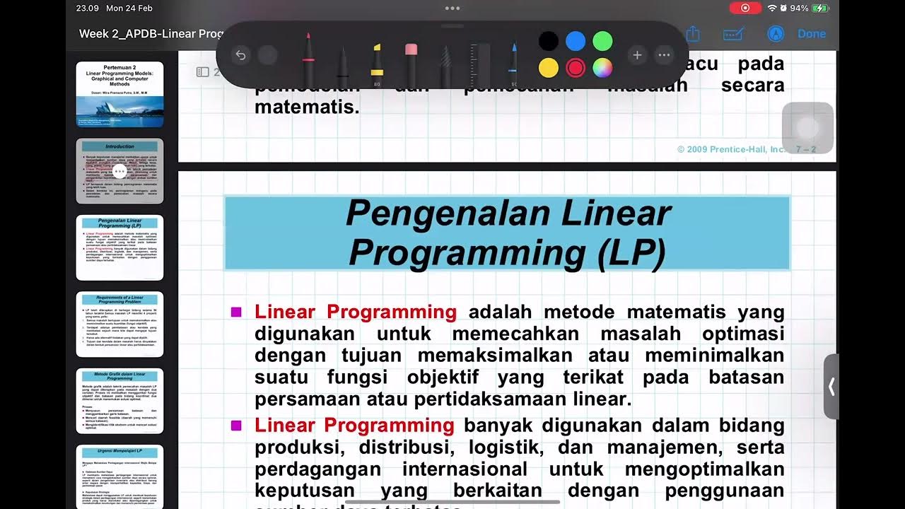 Pertemuan 2-Analisis dan Penyajian Data Bisnis_Linear Programming Sesi ...