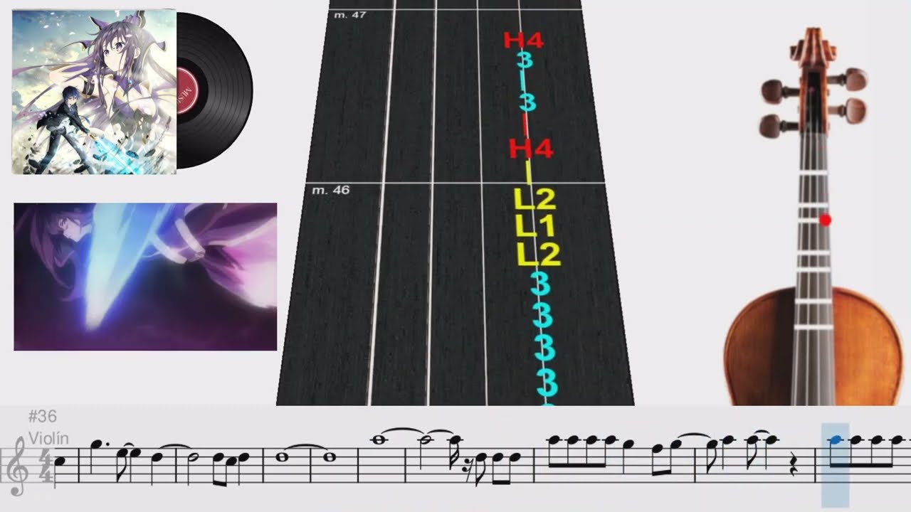Miyu Tomita - OveR (Date a Live OP 4) (Violin TAB/Tutorial) [PARTITURA ...