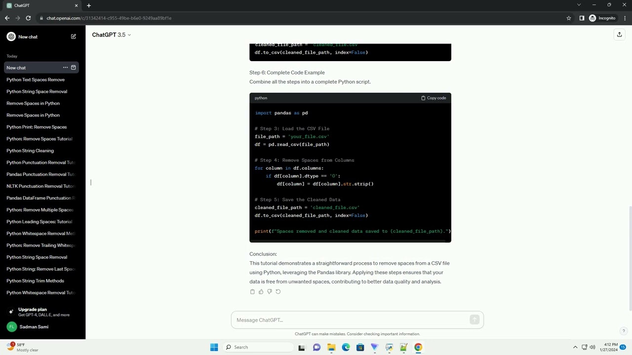 Remove Spaces In Csv File Python YouTube Remove Spaces In Csv File Python YouTube