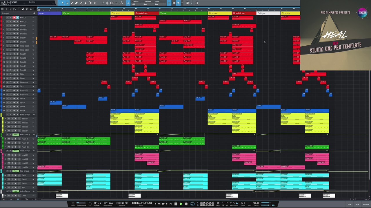 Studio One Pro Template Heal (Pop) #studioonetemplate #studioone #PreSonus - YouTube