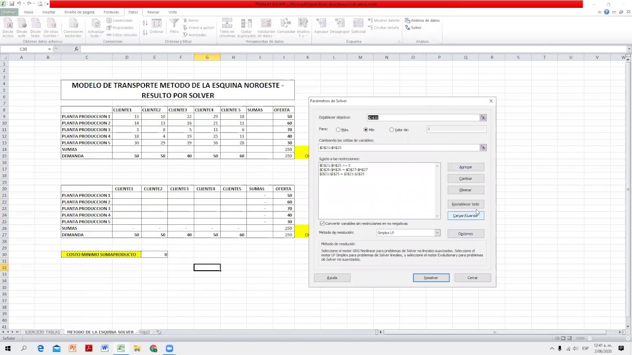 MÉTODO DE LA ESQUINA NORESTE SOLVER - QM - YouTube