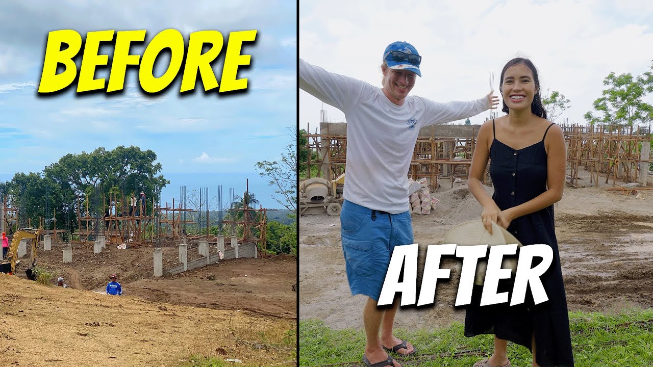 BUILDING HOUSE IN THE PHILIPPINES - 30 Days Update! (Posts, Roof Beam ...