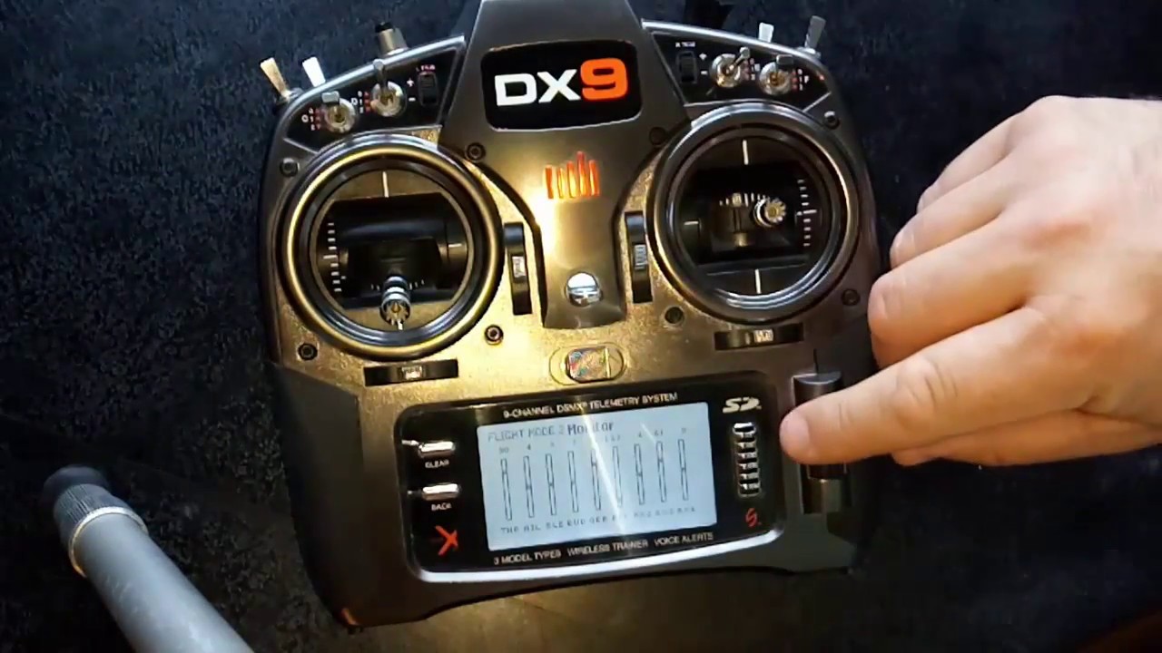 SPECKTRUM DX9 HOW To set up trim tab for inflight Tail Gyro tuning ...