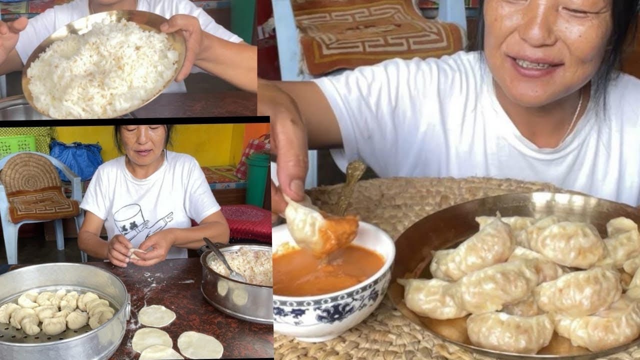 Hot and Spicy Rice Momos// First Time I Taste - YouTube