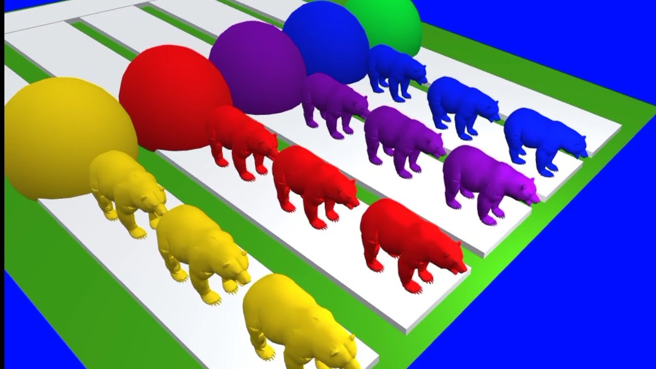 paint animals bear part-2 || Fountain crossing bear game || cartoons ...