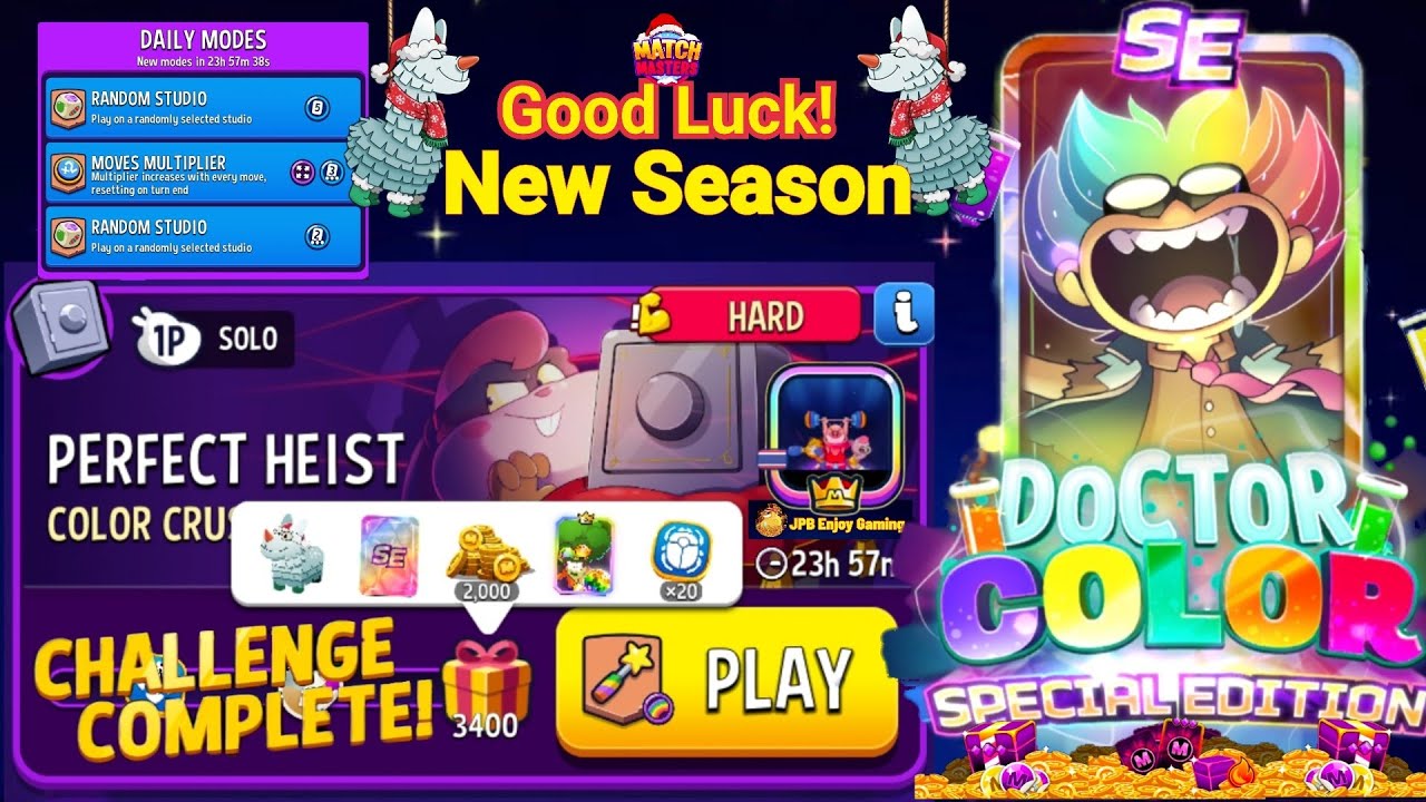 Color Crush+Rainbow Match Masters Solo Challenge Perfect Heist /3400 ...