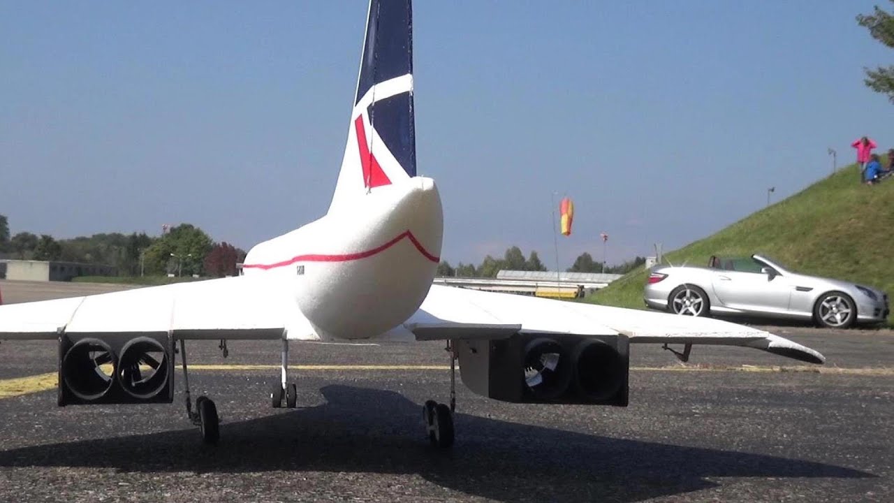 Last flight RC Concorde with drop nose selfbuilt Model Airliner Jet ...