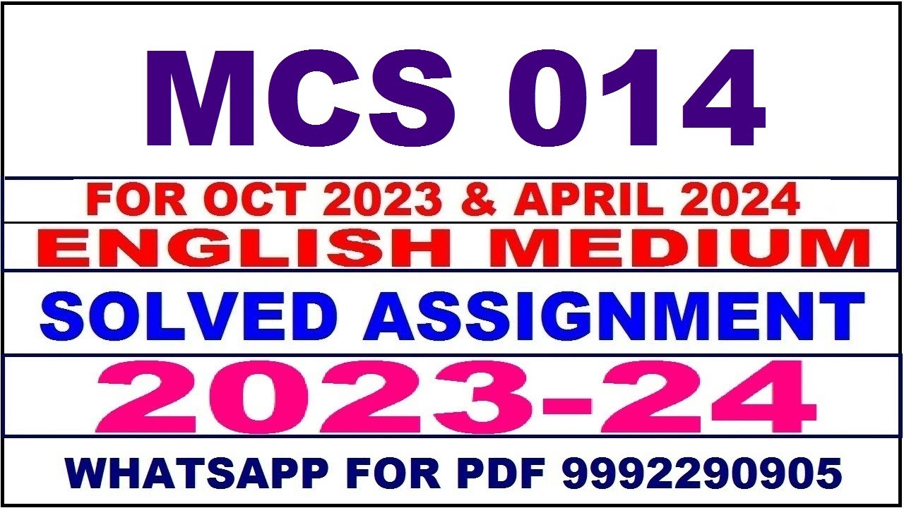 mcs 014 solved assignment 2023-24 | mcs 14 solved assignment in english ... mcs 014 solved assignment 2023-24 | mcs 14 solved assignment in english ...
