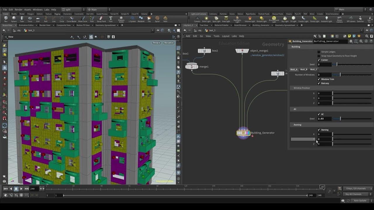 [Time Lapse Demo] Houdini Building Generator Parameters - YouTube