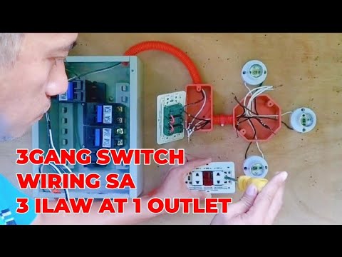 PAANO MAG-WIRING SA KWARTO NG 3GANG SWITCH SA 3 ILAW AT 1 OUTLET. - YouTube