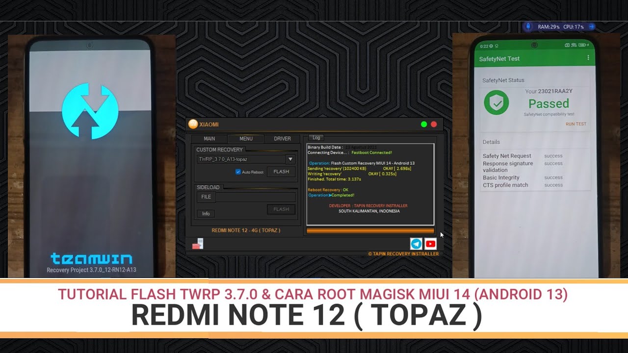 TUTORIAL FLASH TWRP 3.7.0 & CARA ROOT MAGISK | REDMI NOTE 12 | TOPAZ | MIUI 14 | ANDROID 13 ...