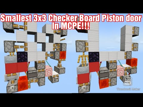 Smallest Checker Board 3x3 Piston Door in mcpe/mcbe(49Blocks) - YouTube