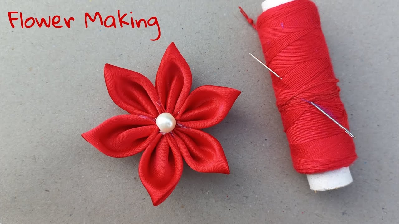 Super Easy Ribbon Flower Making - Hand Embroidery Amazing Trick with ...