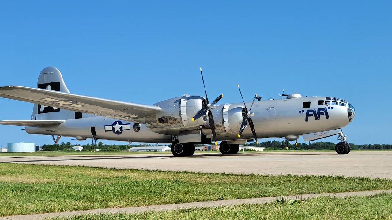 (4K) B-29 Superfortress "FIFI" Engine Start, Taxi & Takeoff! - YouTube