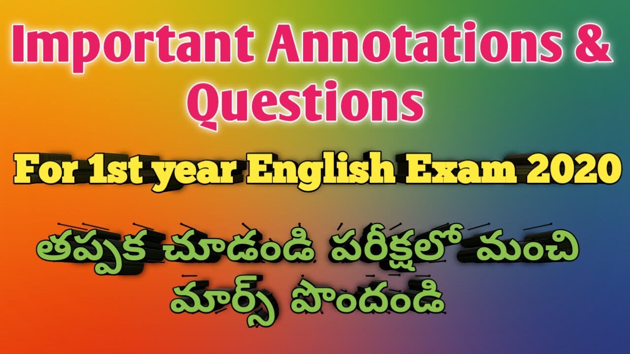 Important Annotations and Questions for Inter 1st year English Exam ...