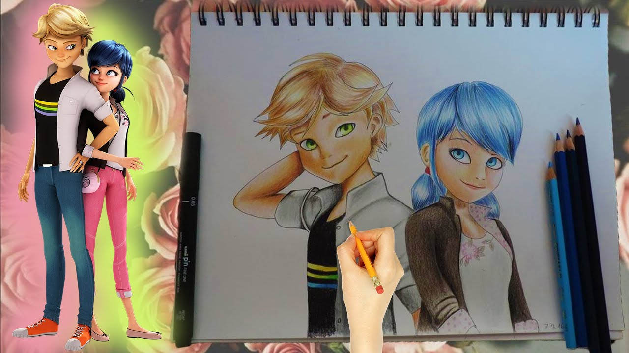 Miraculous ladybug → Adrien & Marinette Speed Drawing | Marinette ve ...