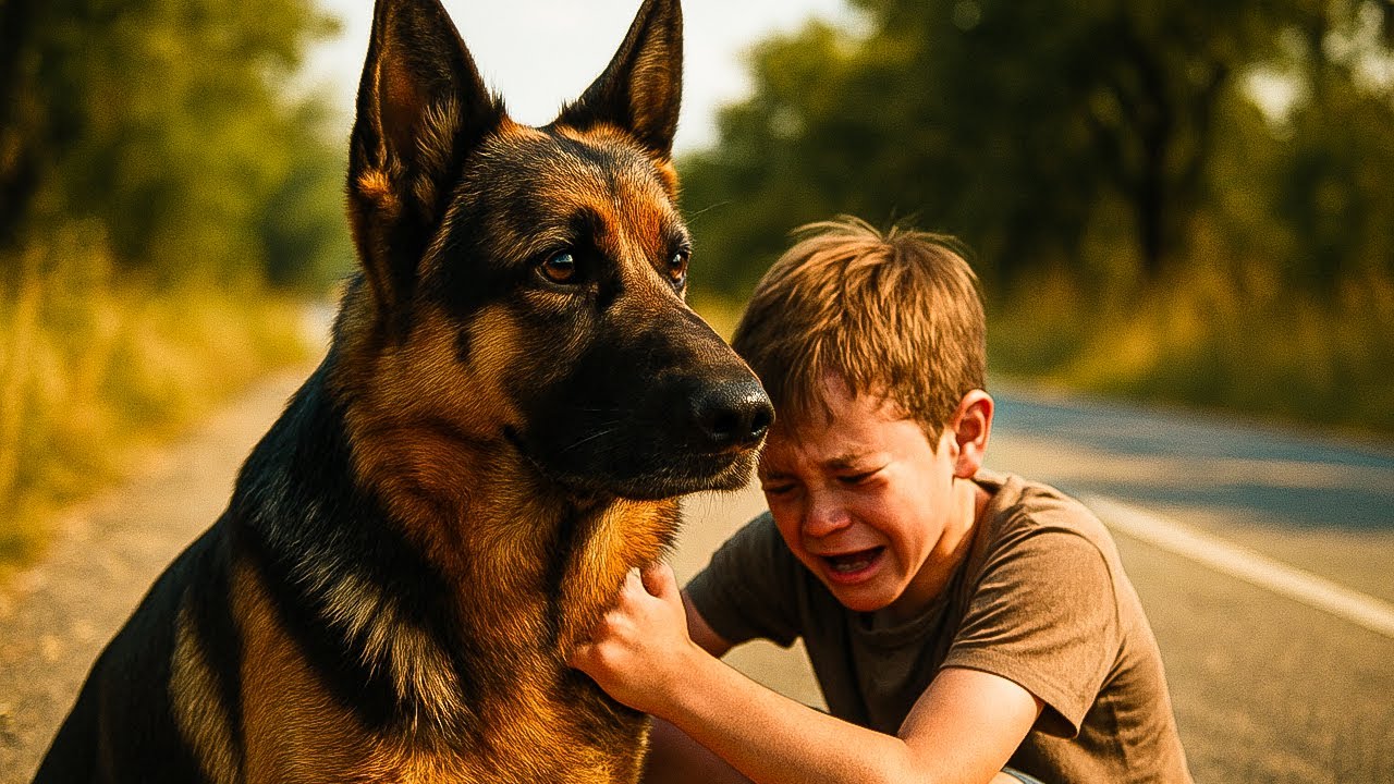 German Shepherd Sees Crying Boy Next To The Road...What Happens Next ...
