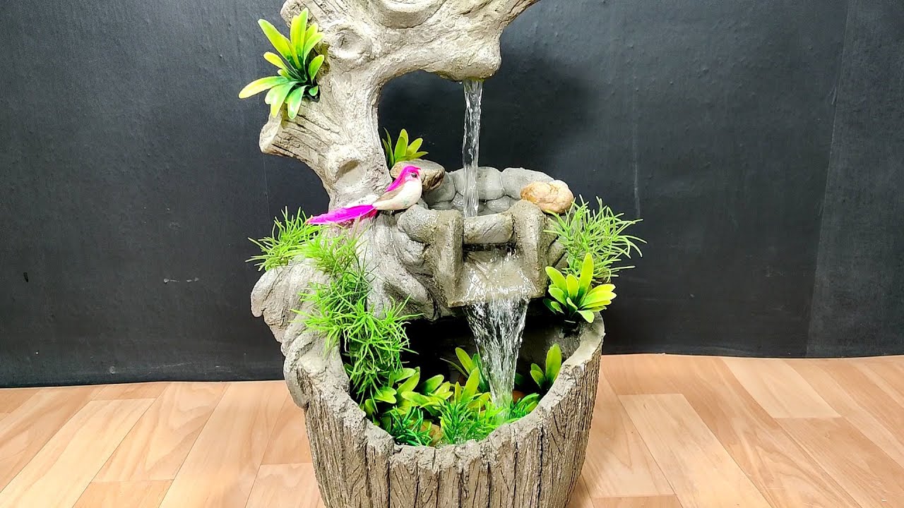 top cemented waterfall fountain with pot 😍 - YouTube