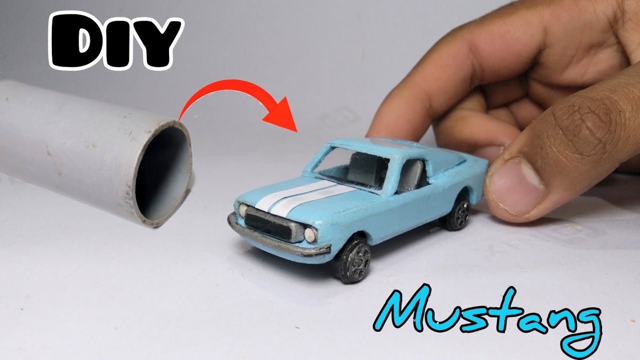 How to make a small classic Mustang Car from pvc | Diy hotwheel at home ...