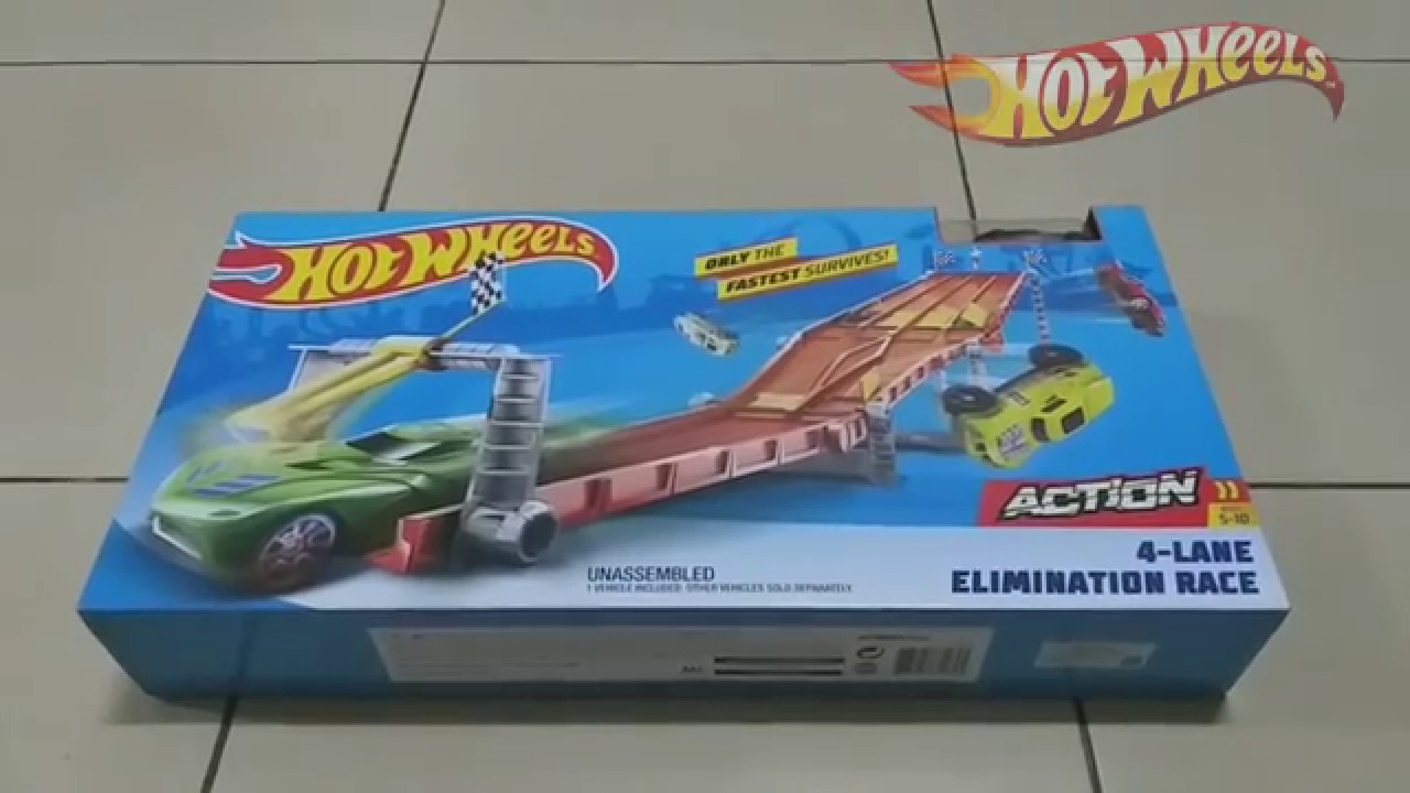 Unboxing | Hot Wheels 4 - Lane Elimination Race Track Set - YouTube