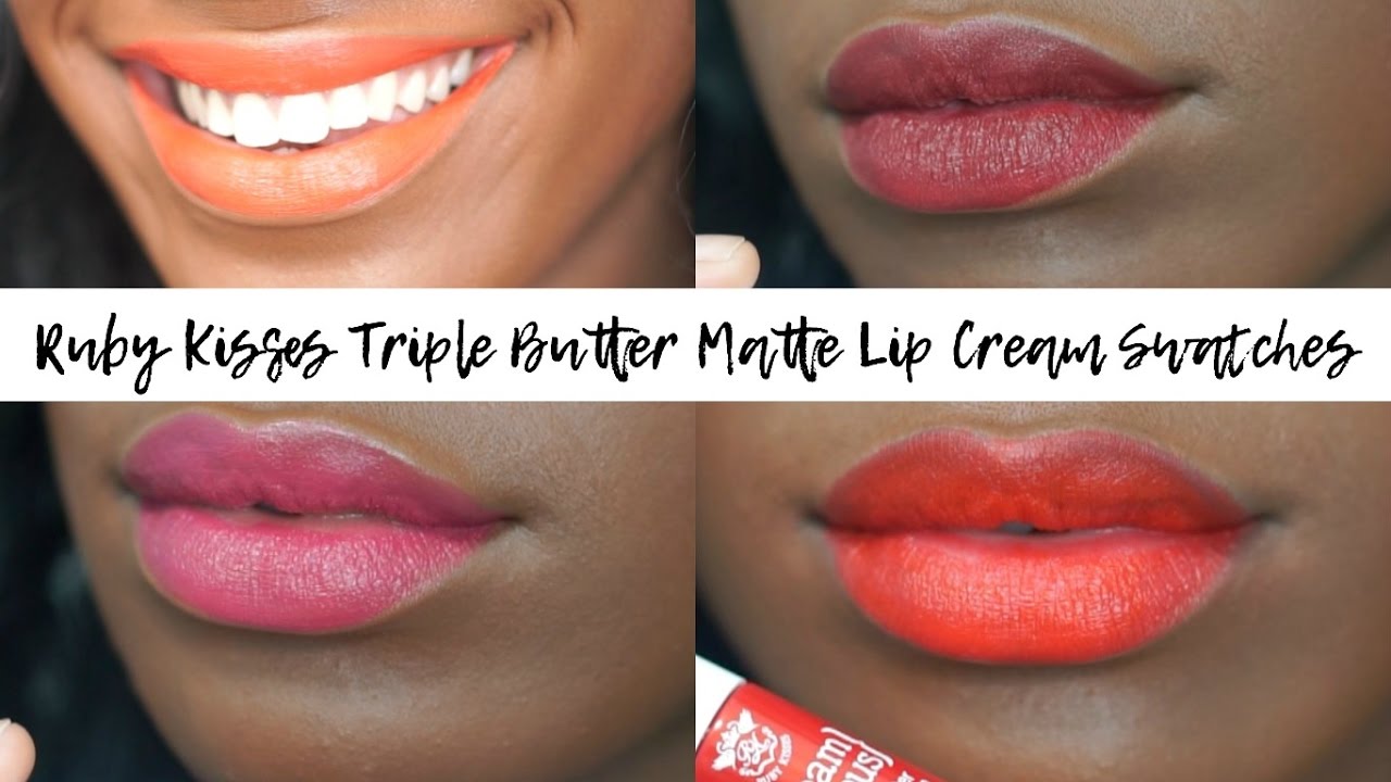 RUBY KISSES TRIPLE BUTTER MATTE LIP CREAM SWATCHES - YouTube