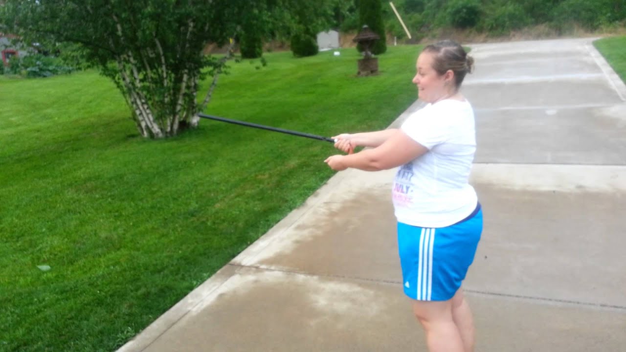 Lyndsey shooting the cane gun - YouTube