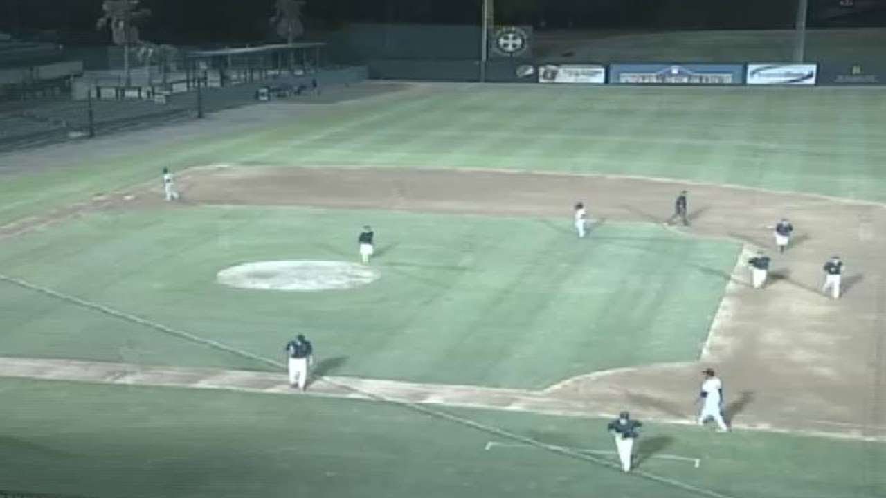 Matt Thaiss and Connor Justus turn a triple play - YouTube