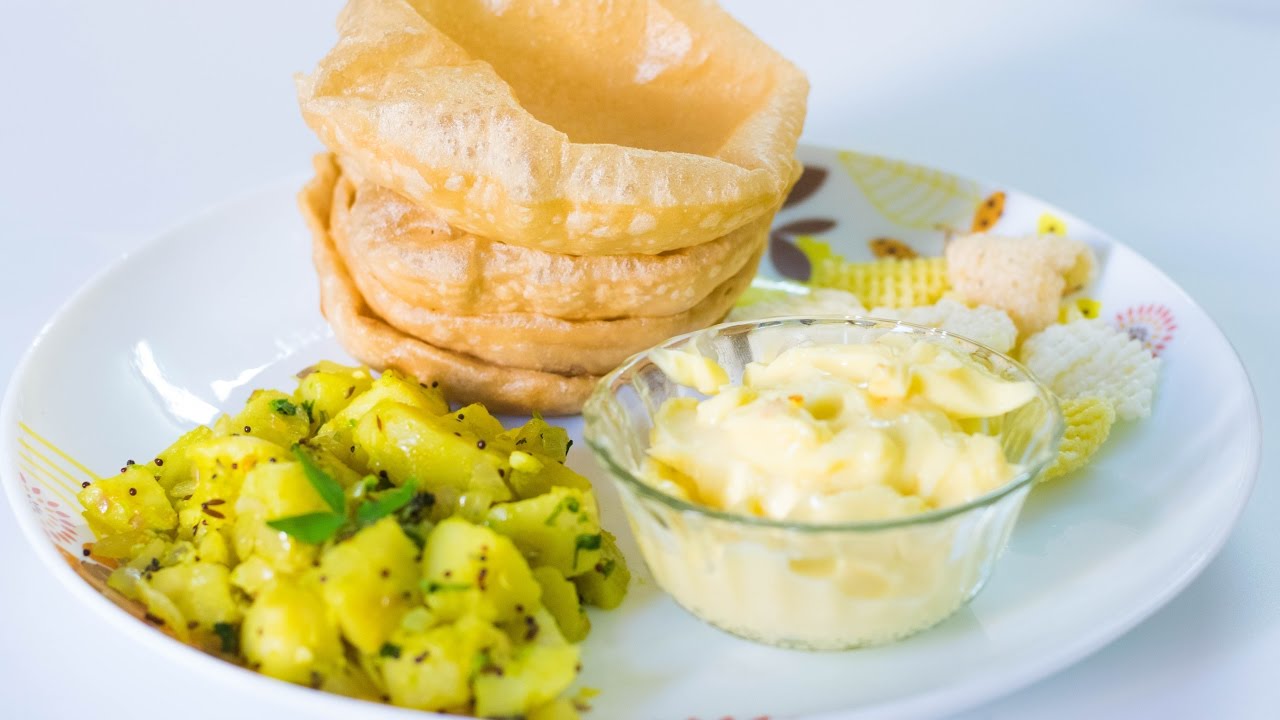 Poori-Batata bhaji | Srikhand Puri | Poori-Aaloo Sabji | Gudi Padwa ...