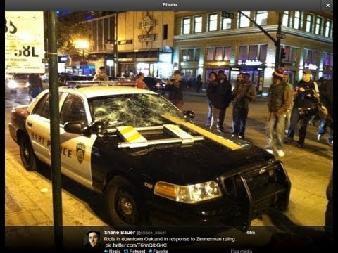 RIOT Zimmerman Trial POLICE CAR Destroyed! Protests Oakland - YouTube