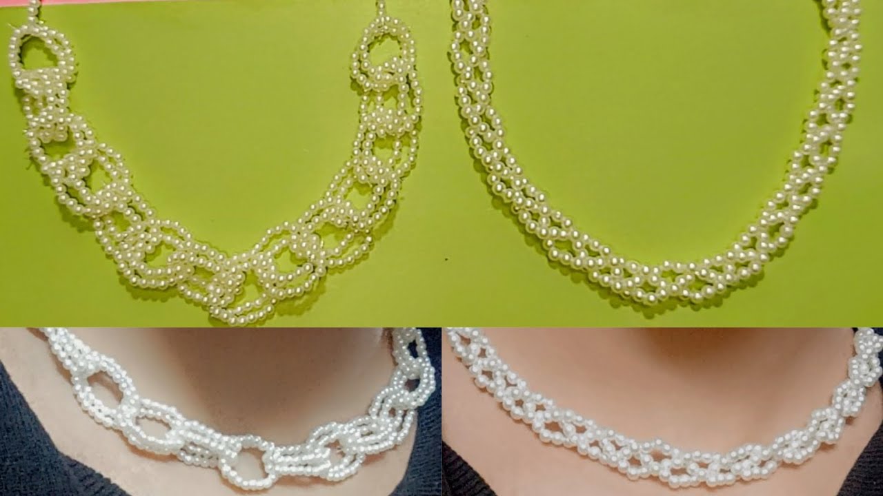 2 Unique & easy Pendant designs with White beads/ Beaded Necklace ...