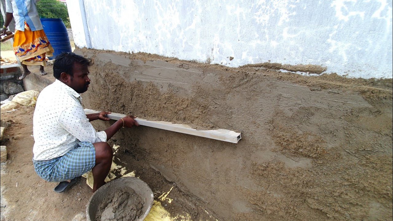 Plastering Techniques of Foundation_Natural Stone Wall Plastering with ...