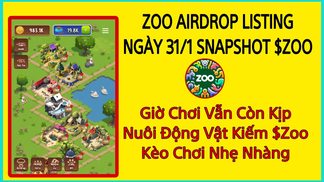 Zoo Airdrop Nuôi Động Vật Ngày 31/1 Snapshot Listing Token - YouTube