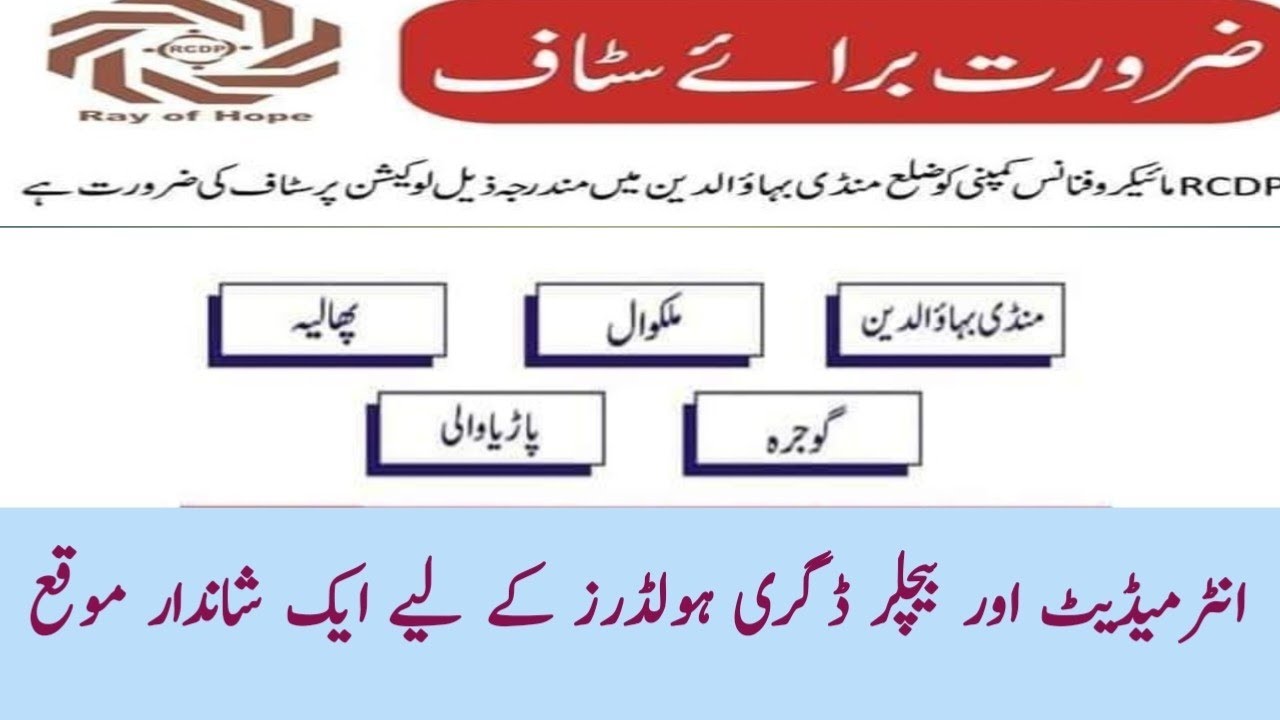 How to apply RCDP Microfinance company Bank jobs in Pakistan 2024 ...