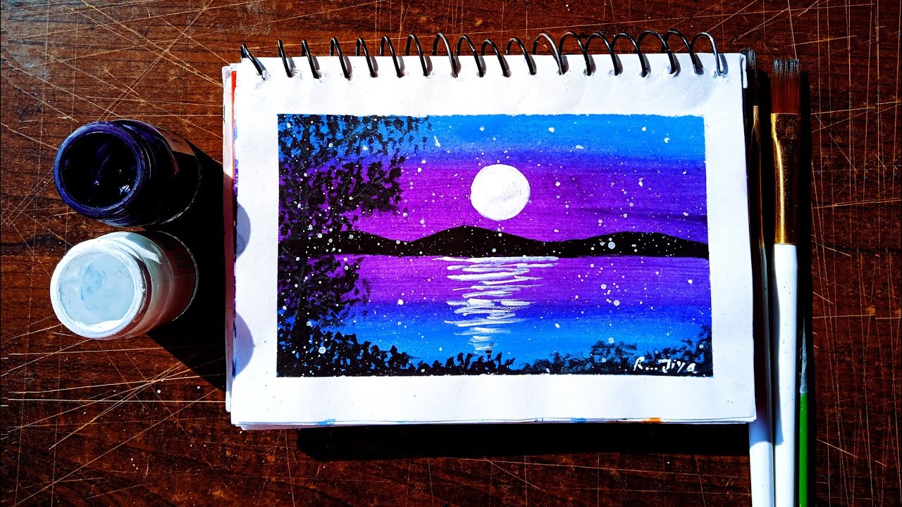 Watercolor painting night sky | how to make starry night painting ...